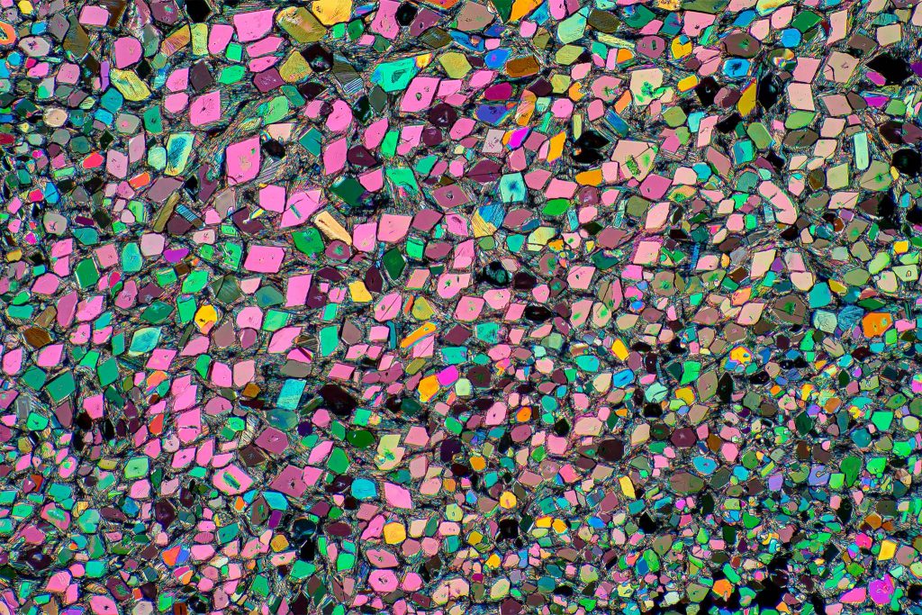 MIX Urea/Paracetamol - Mikrokristalle in polarisiertem Licht